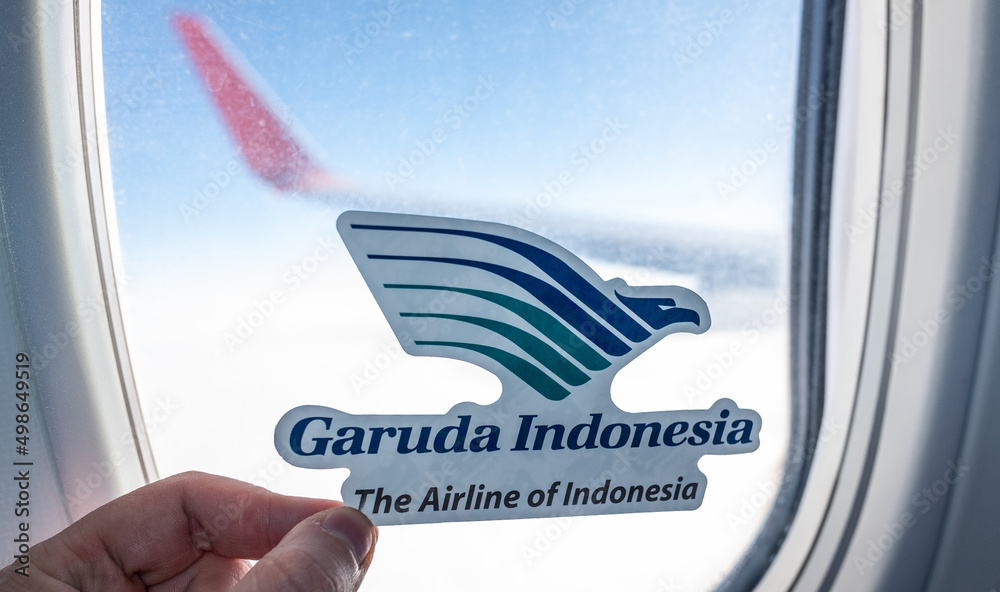 December 6, 2021, Tangerang, Indonesia. The emblem of the airline ...