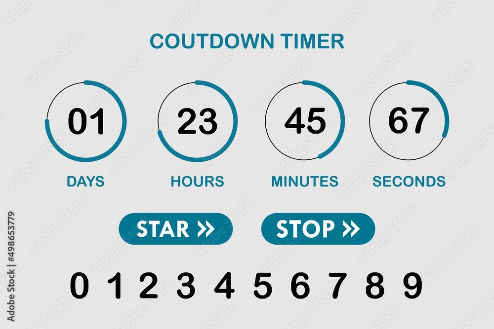 Countdown timer website element with buttons logo template illustration ...