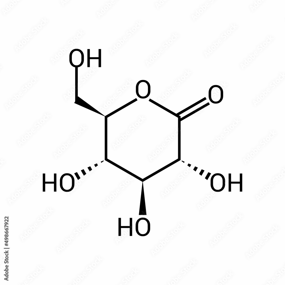 chemical structure of Glucono delta-lactone (C6H10O6) Stock Vector ...