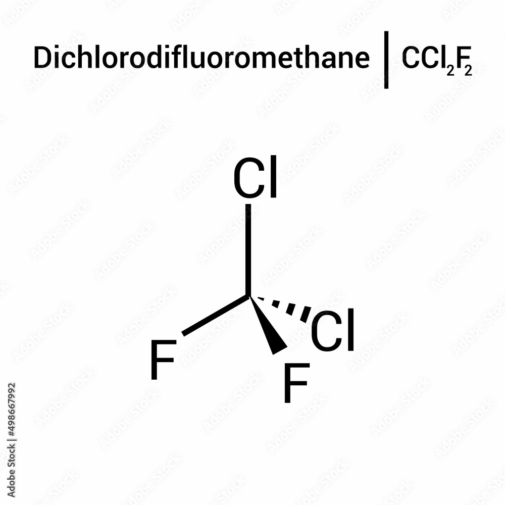 chemical structure of Dichlorodifluoromethane (Freon-12) CCl2F2 Stock ...