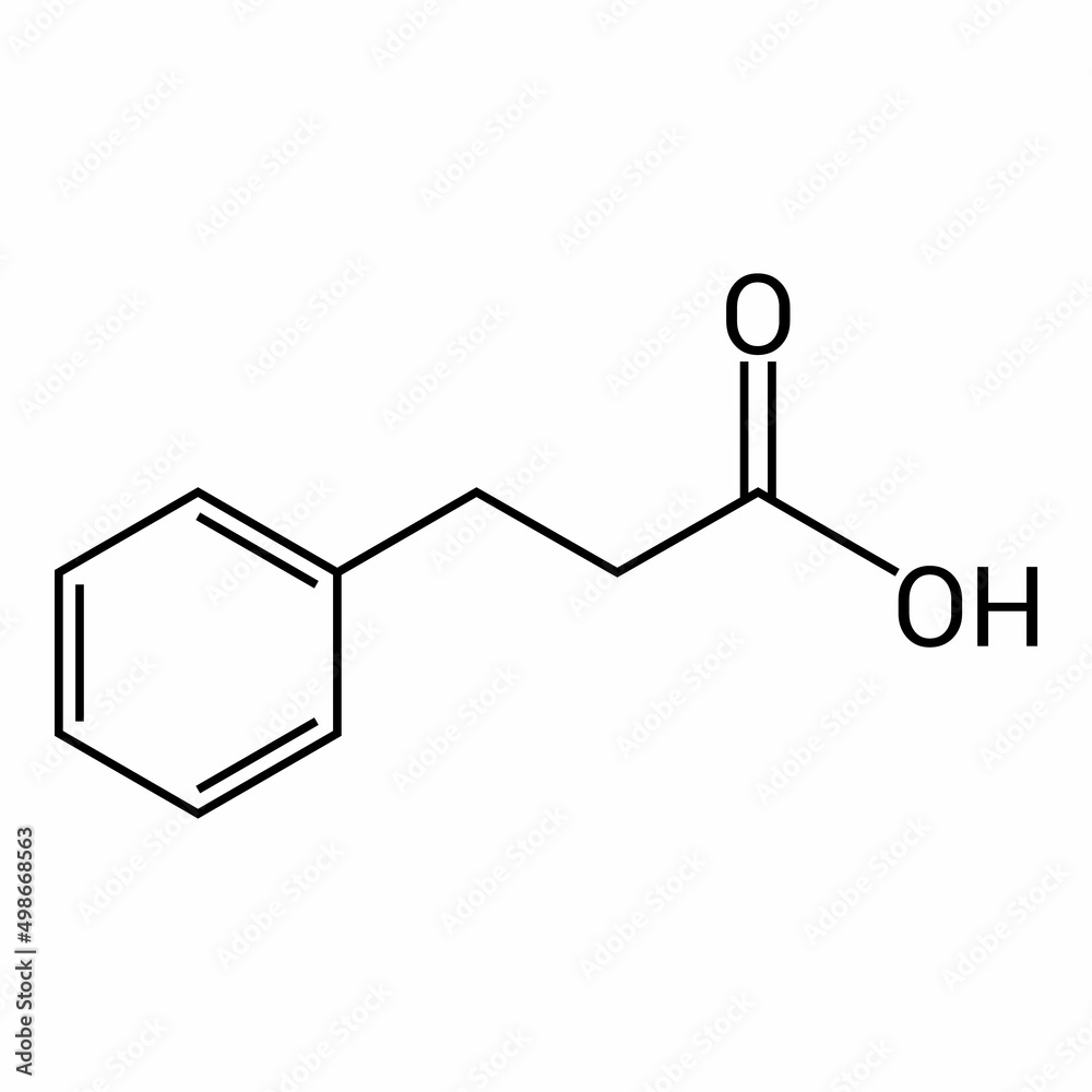 chemical structure of hydrocinnamic acid (C9H10O2) Stock Vector | Adobe ...