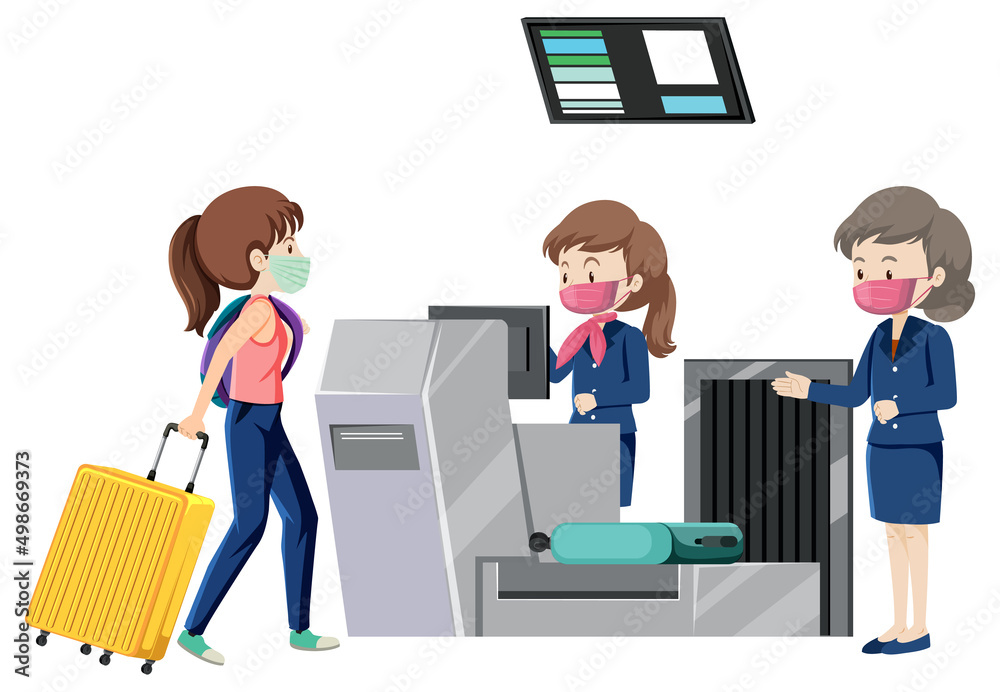 Check in counter with a passenger Stock Vector | Adobe Stock