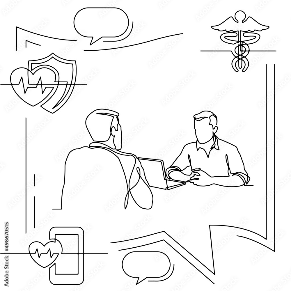 Concept visualization line icon drawing of healthcare and wellness ...