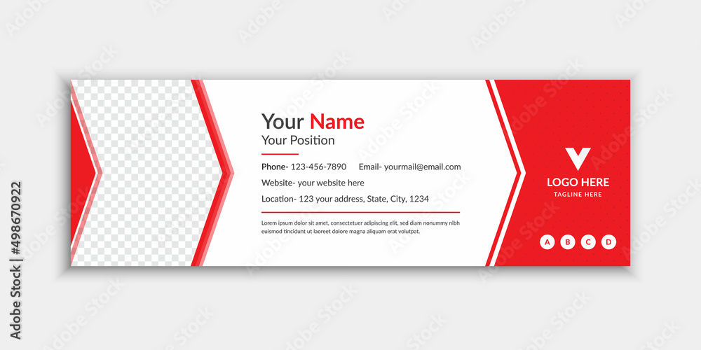 Red color email signature and email footer template for your office ...