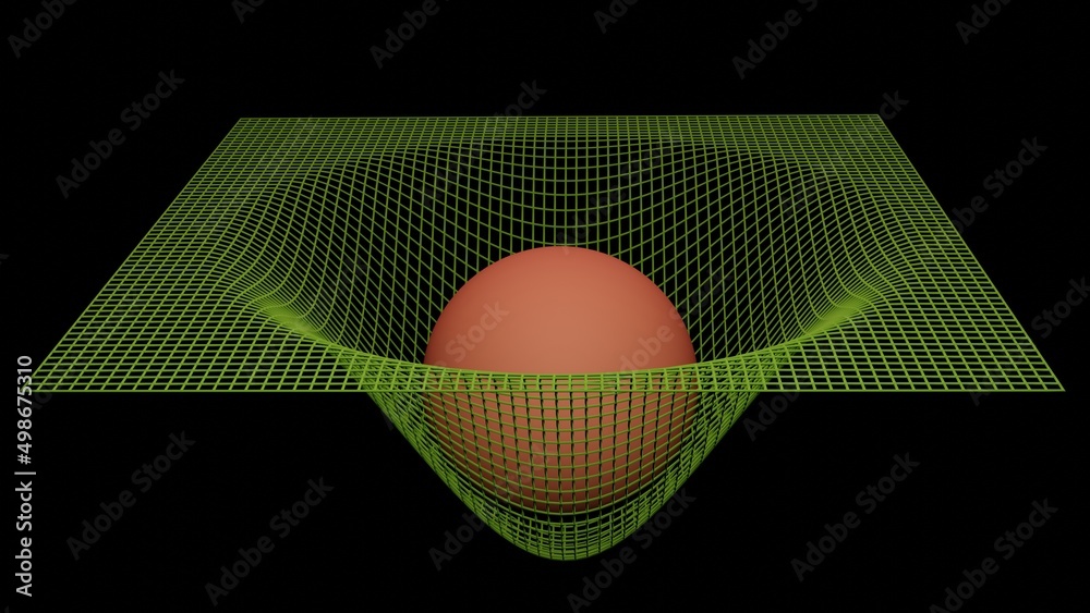 Massive stellar object warps fabric of space. Object curving spacetime ...