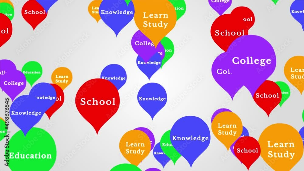 3D 4K Education word cloud flying through Subjects Green Screen Loop ...