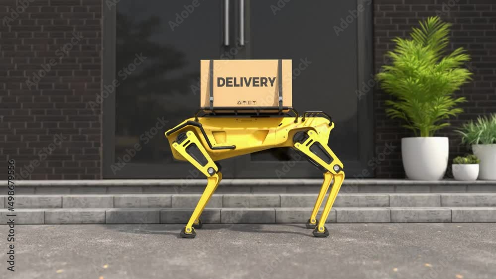 Robot dog delivering goods, Delivery robotic concept Stock Video ...