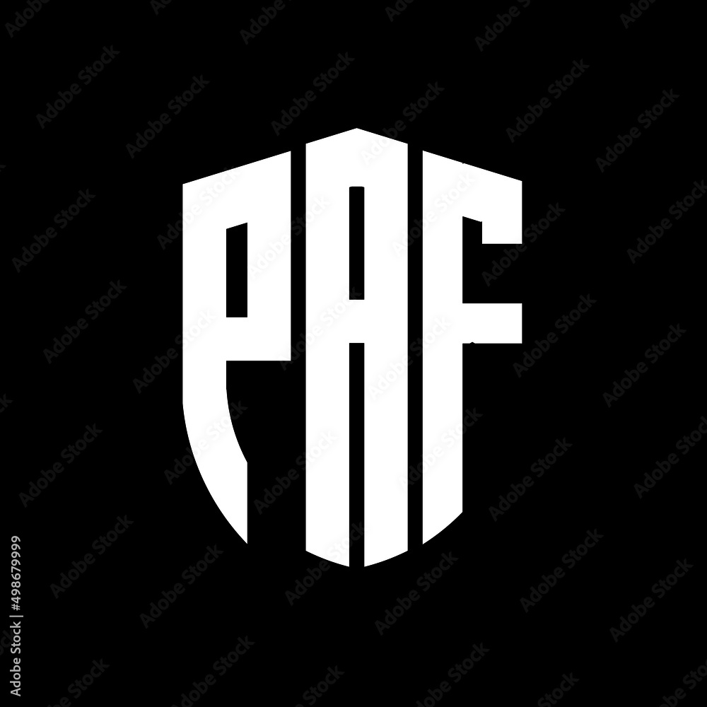 PAF letter logo design. PAF modern letter logo with black background ...