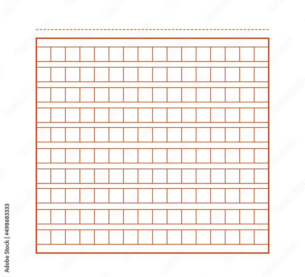 Squared manuscript. Blank paper template for school notebook. Red paper ...