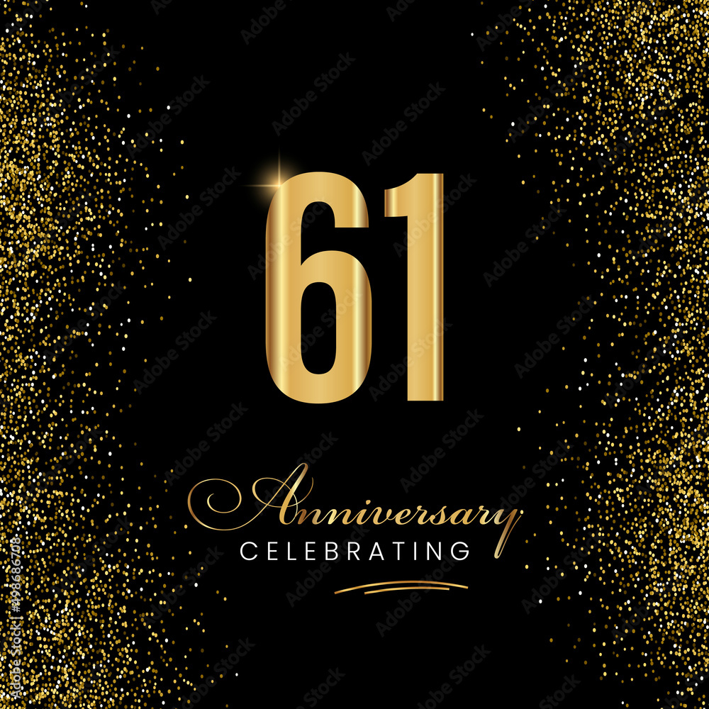 61 Year Anniversary Celebration Vector Template Design. 61 years golden ...