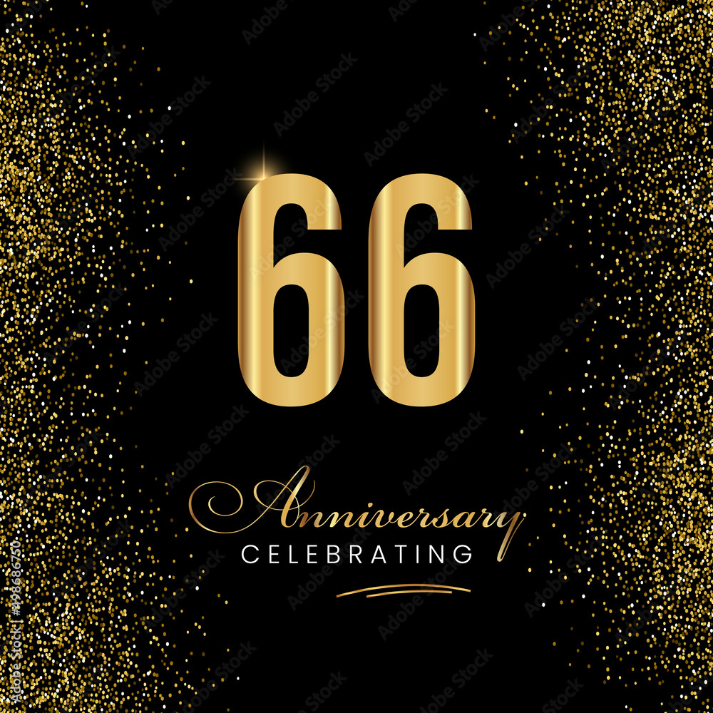 66 Year Anniversary Celebration Vector Template Design. 66 years golden ...
