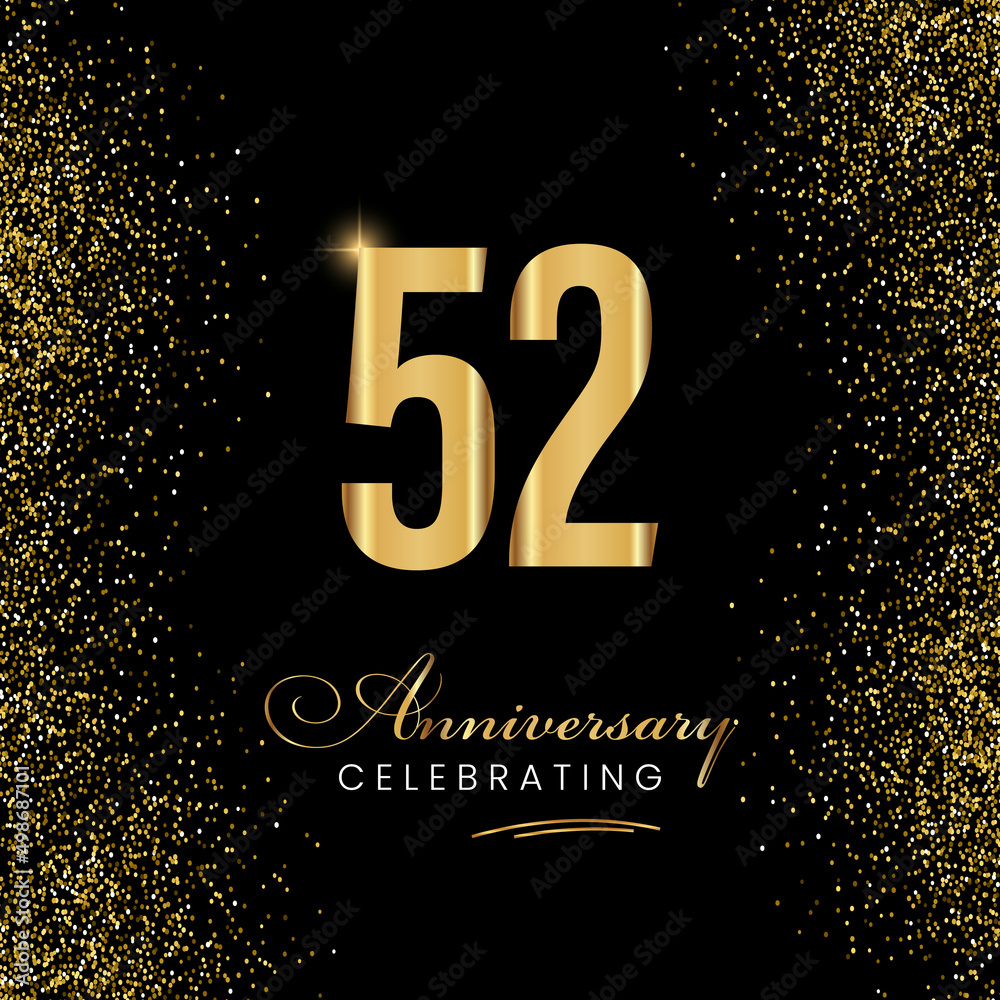 52 Year Anniversary Celebration Vector Template Design. 52 years golden ...