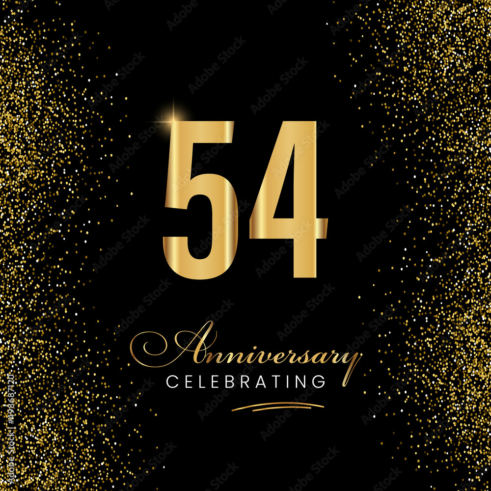 54 Year Anniversary Celebration Vector Template Design. 54 years golden ...