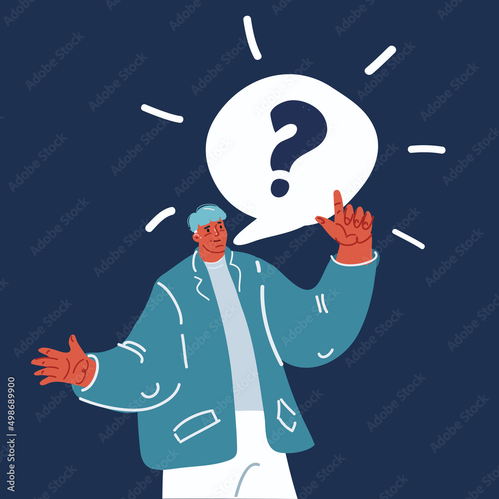 Cartoon vector illustration of man asking questions Stock Vector ...