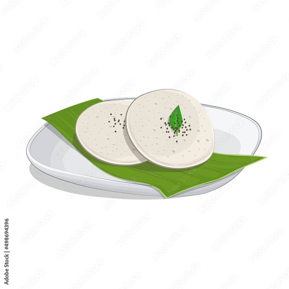 Vector illustration fo Idly food vector illustration with Green banana ...