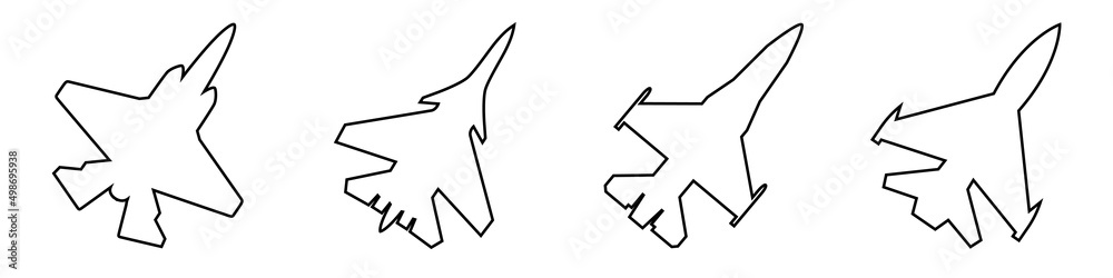 Fighter jet icon vector set. air Force illustration sign collection ...