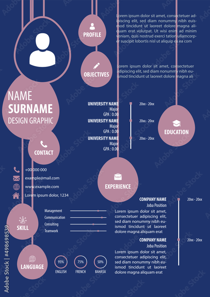CV - Resume Template. Modern Clean Design. Simple Color Background ...