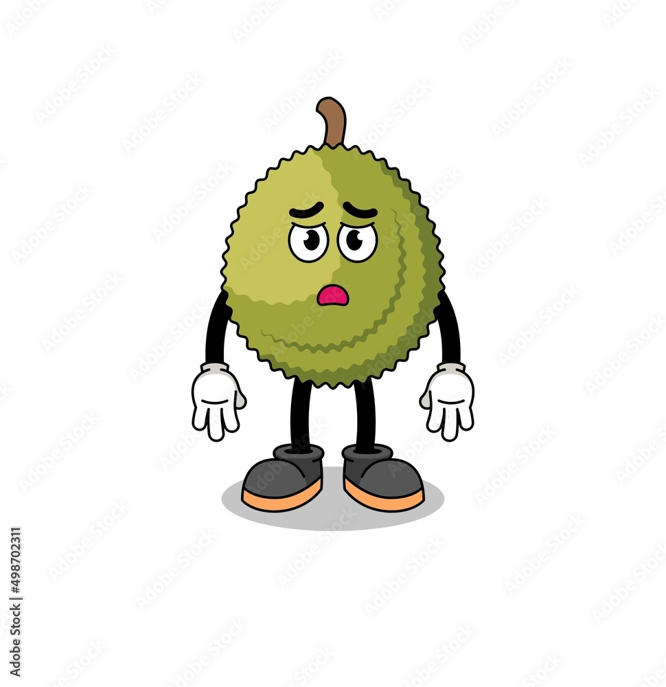 durian fruit cartoon illustration with sad face Stock Vector | Adobe Stock