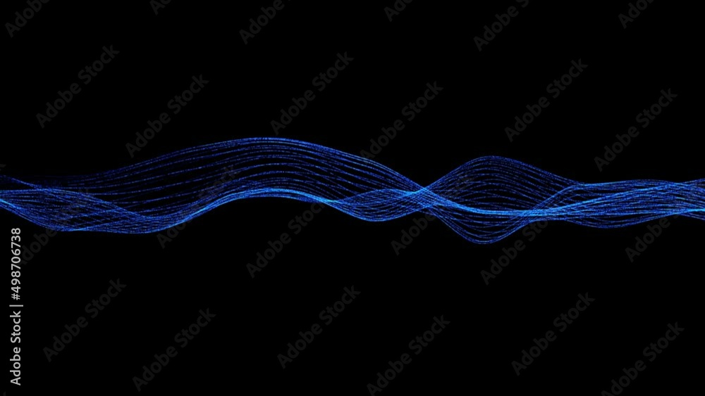 Animation neon blue wave intro. Movement of shimmer lines. Chaotic ...