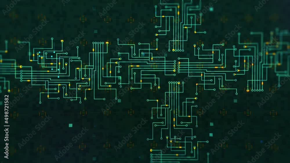 Vidéo Stock Futuristic motherboard circuit graphic animation background ...