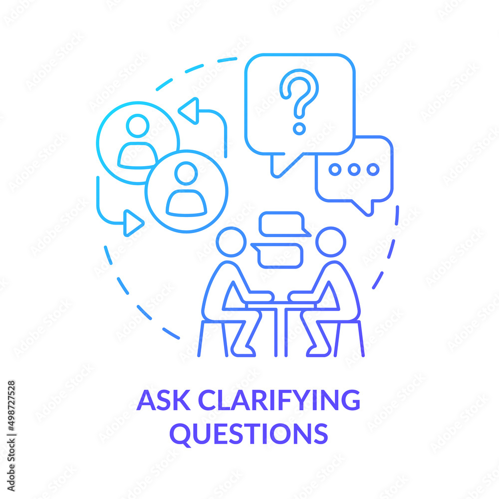 Ask clarifying questions blue gradient concept icon. Active ... Ask clarifying questions blue gradient concept icon. Active ...