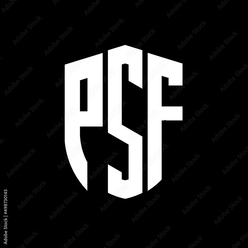 PSF letter logo design. PSF modern letter logo with black background ...