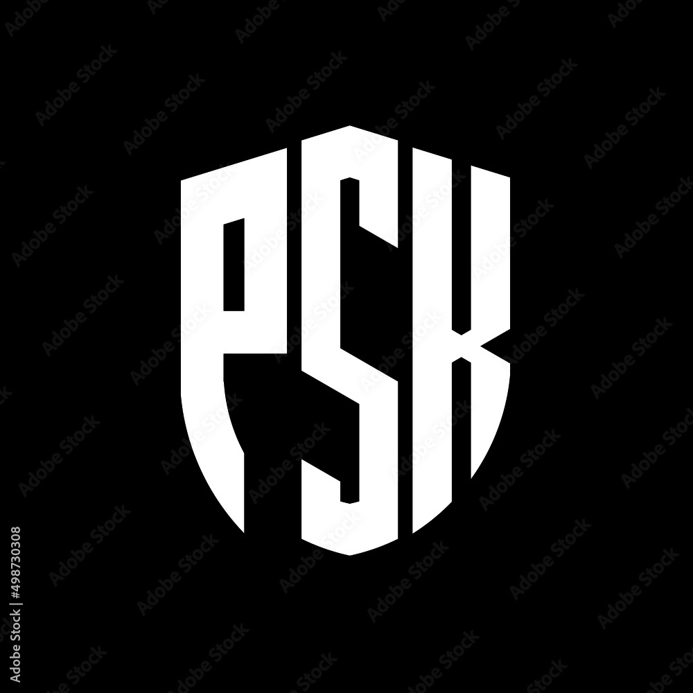 PSK letter logo design. PSK modern letter logo with black background ...