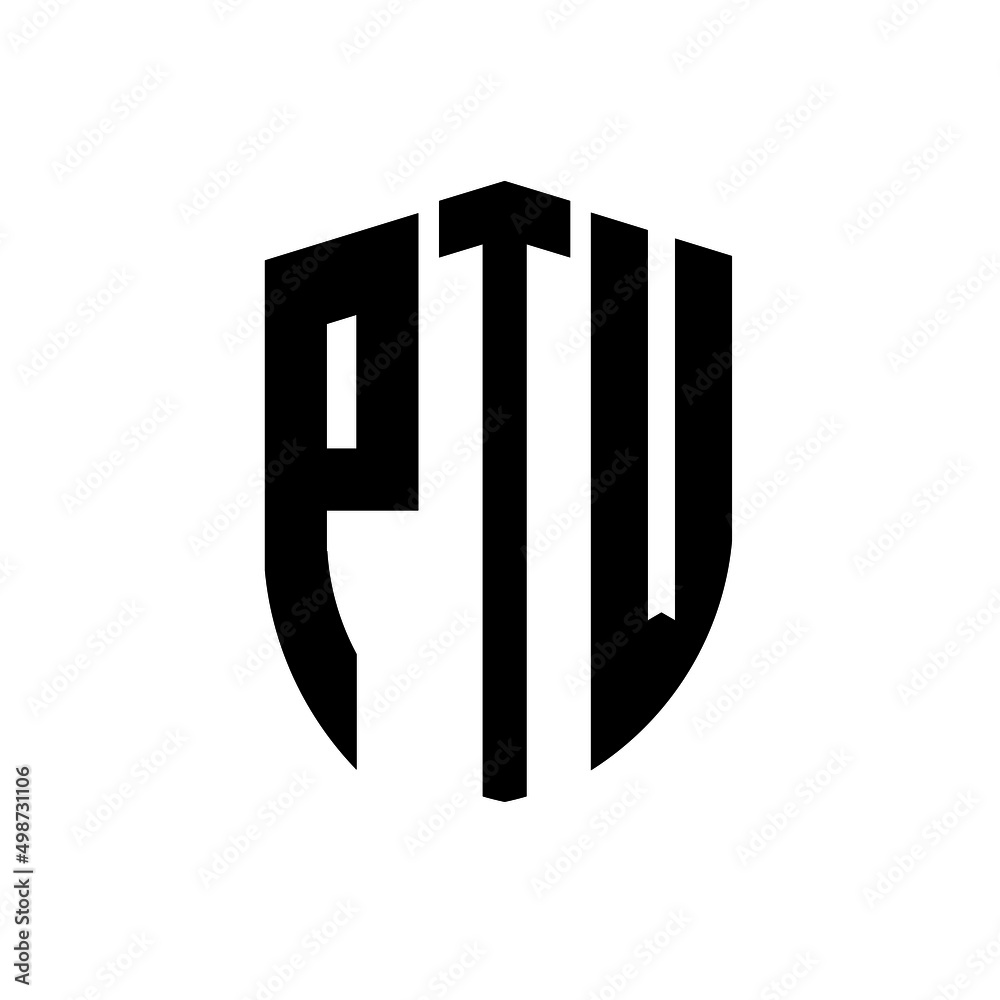 PTW letter logo design. PTW modern letter logo with black background ...
