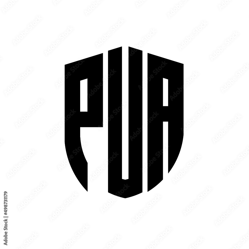 PUA letter logo design. PUA modern letter logo with black background ...