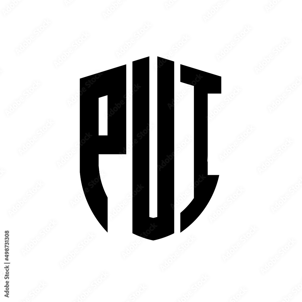 PUI letter logo design. PUI modern letter logo with black background ...