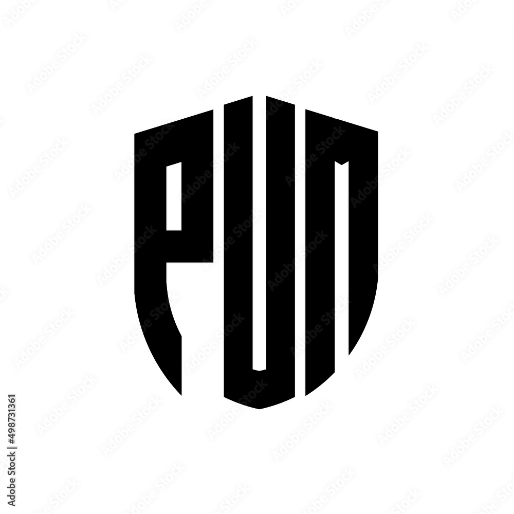 PUM letter logo design. PUM modern letter logo with black background ...