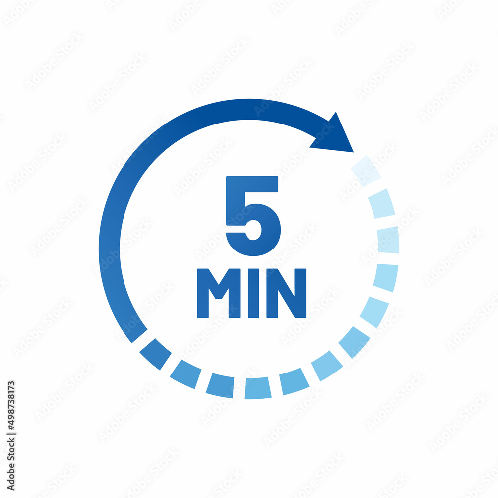 Five minutes icon isolated on white background. Cooking time concept. 5 ...