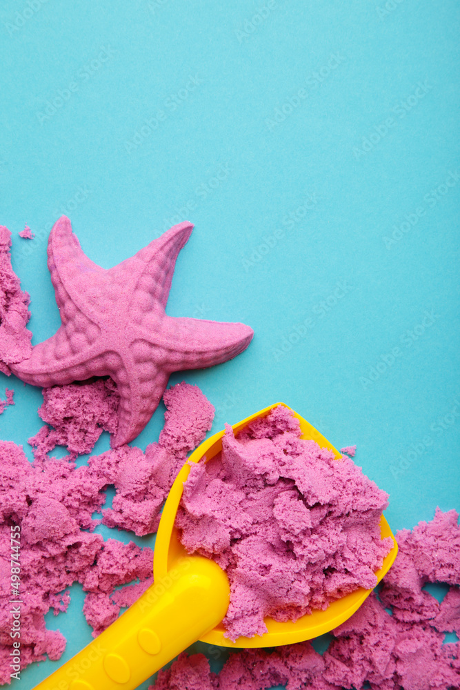 Pink kinetic sand for children, development and play at home with multi ...