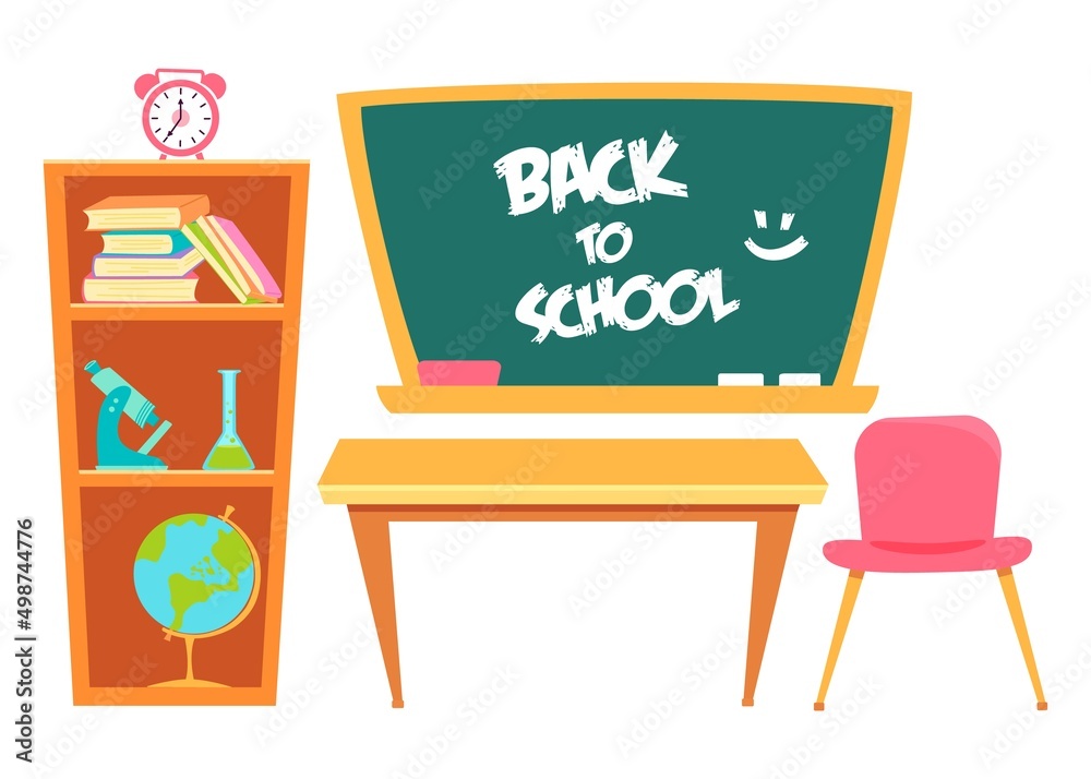 Classroom objects. Flat vector illustration om white isolated ...