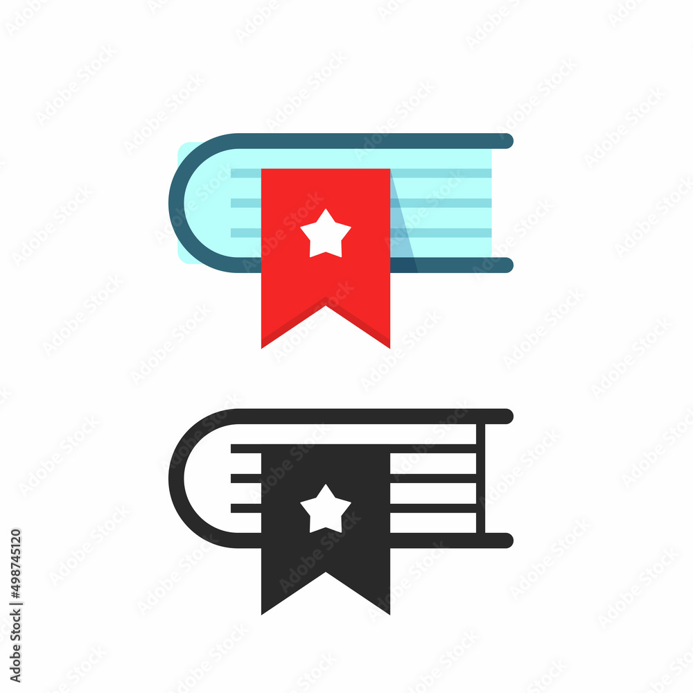 Book icon vector with bookmark pictogram for store logo or dictionary ...