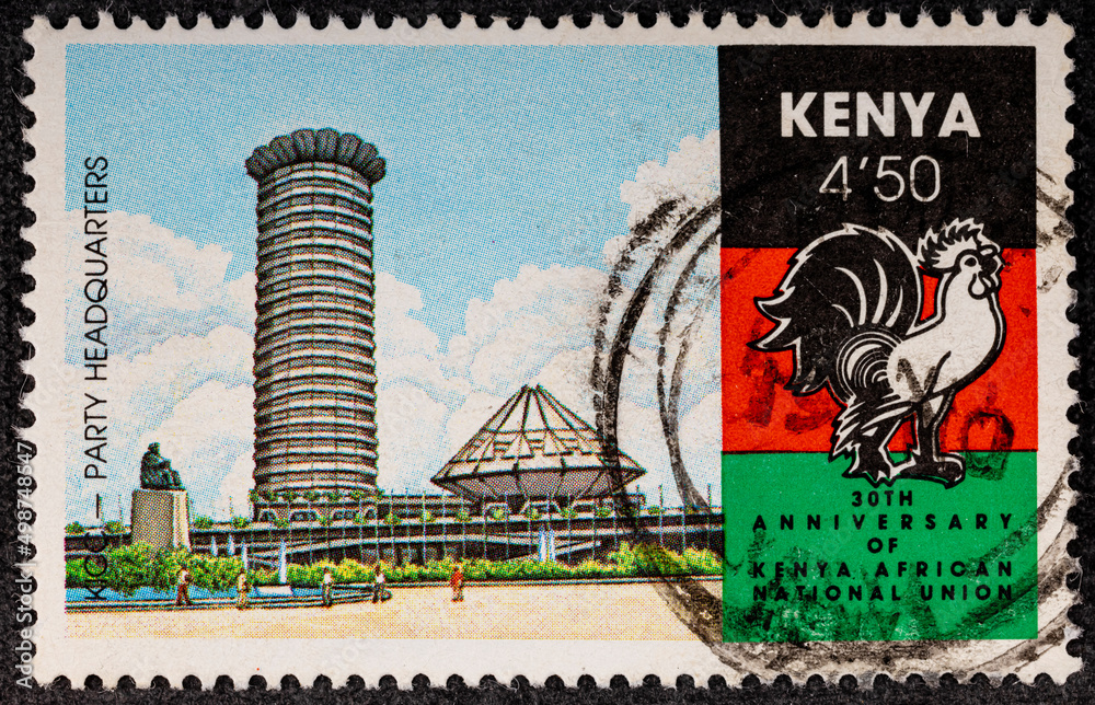 Kenya - circa 1990: A Kenyan postage stamp shows Kenya African National ...