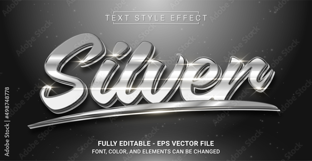Silver Text Style Effect. Editable Graphic Text Template. Stock Vector ...
