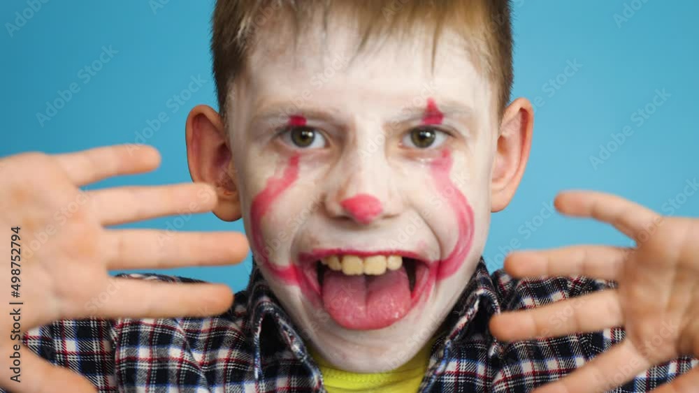 Halloween theme children celebrate. Portrait of a caucasian boy in a ...