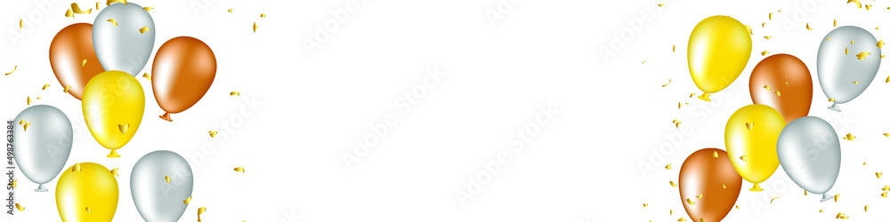 Celebration party banner with gold silver bronze color balloons ...