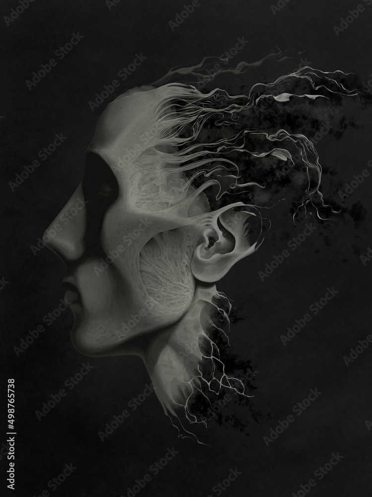 Dark depression sadness anxiety concept. Despair, loss of self, loss of ...
