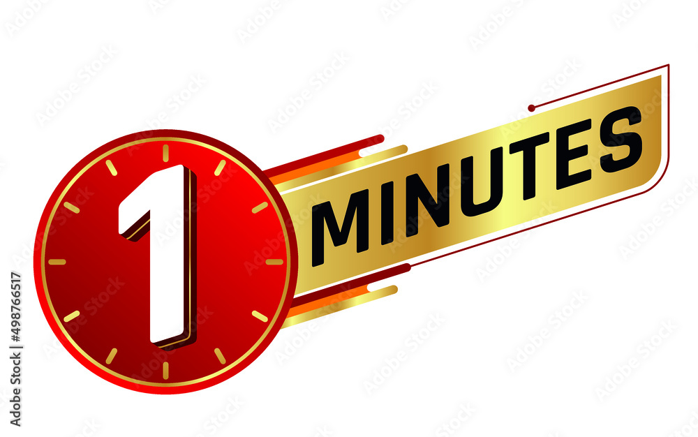 1 minute isolated on white background. Time concept. Vector ...