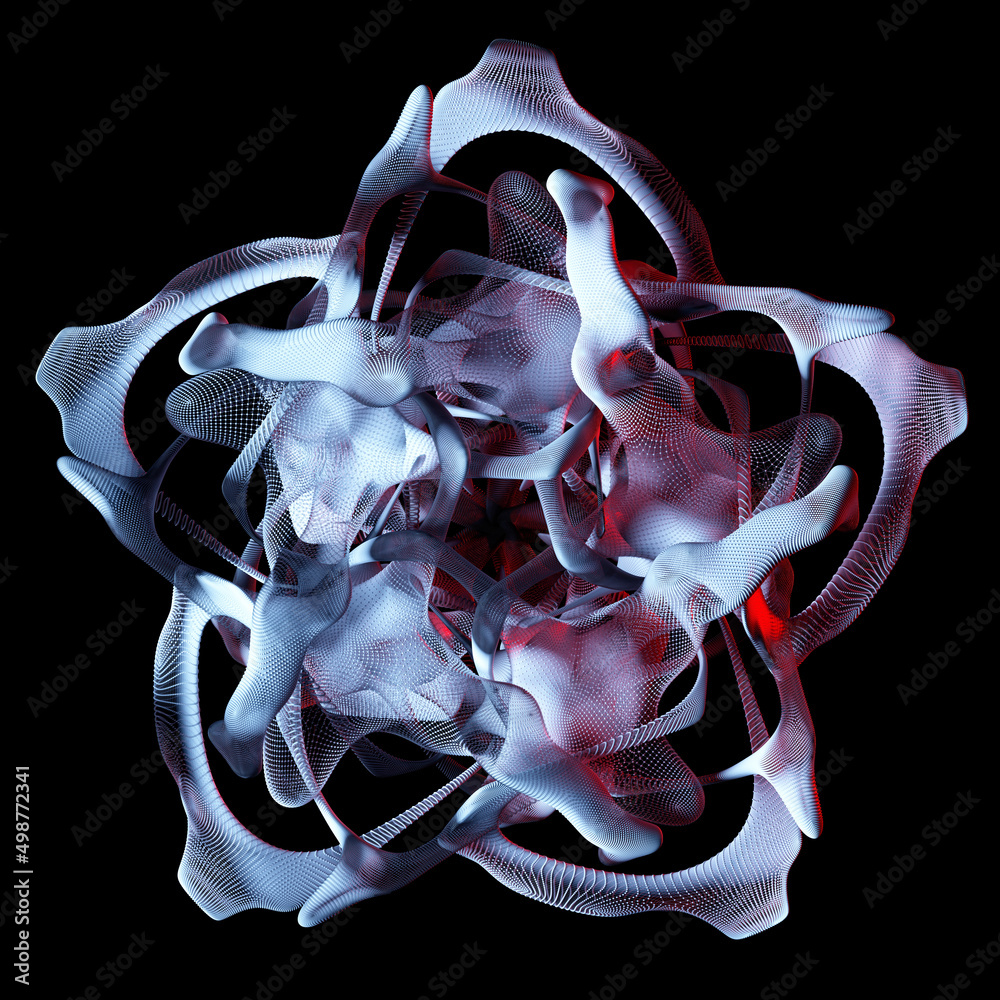 3d render abstract art with surreal alien star flower in organic curve ...