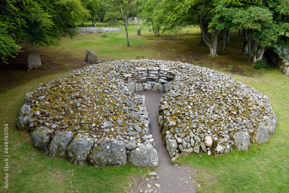 Clava Cairns, Inverness, Scotland. The SW passage grave chambered cairn ...