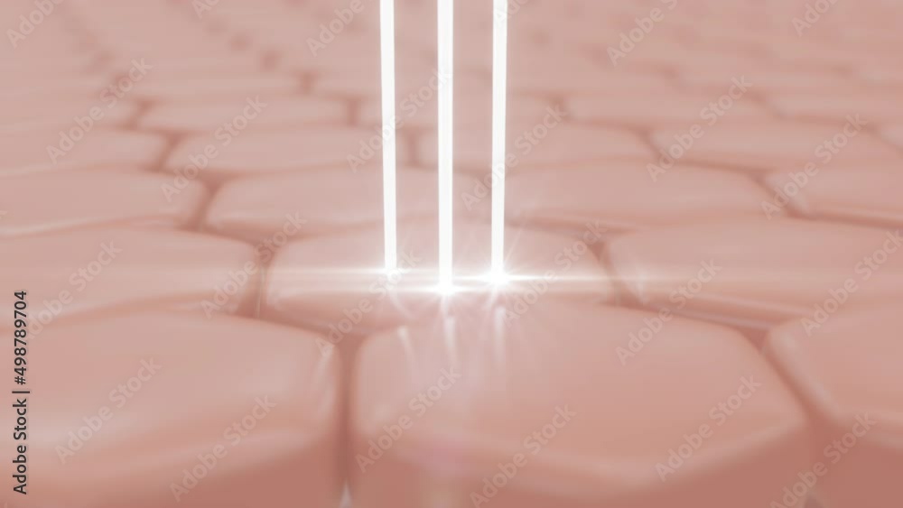 Animation Close up laser or serum vitamin through the cell skin layer ...