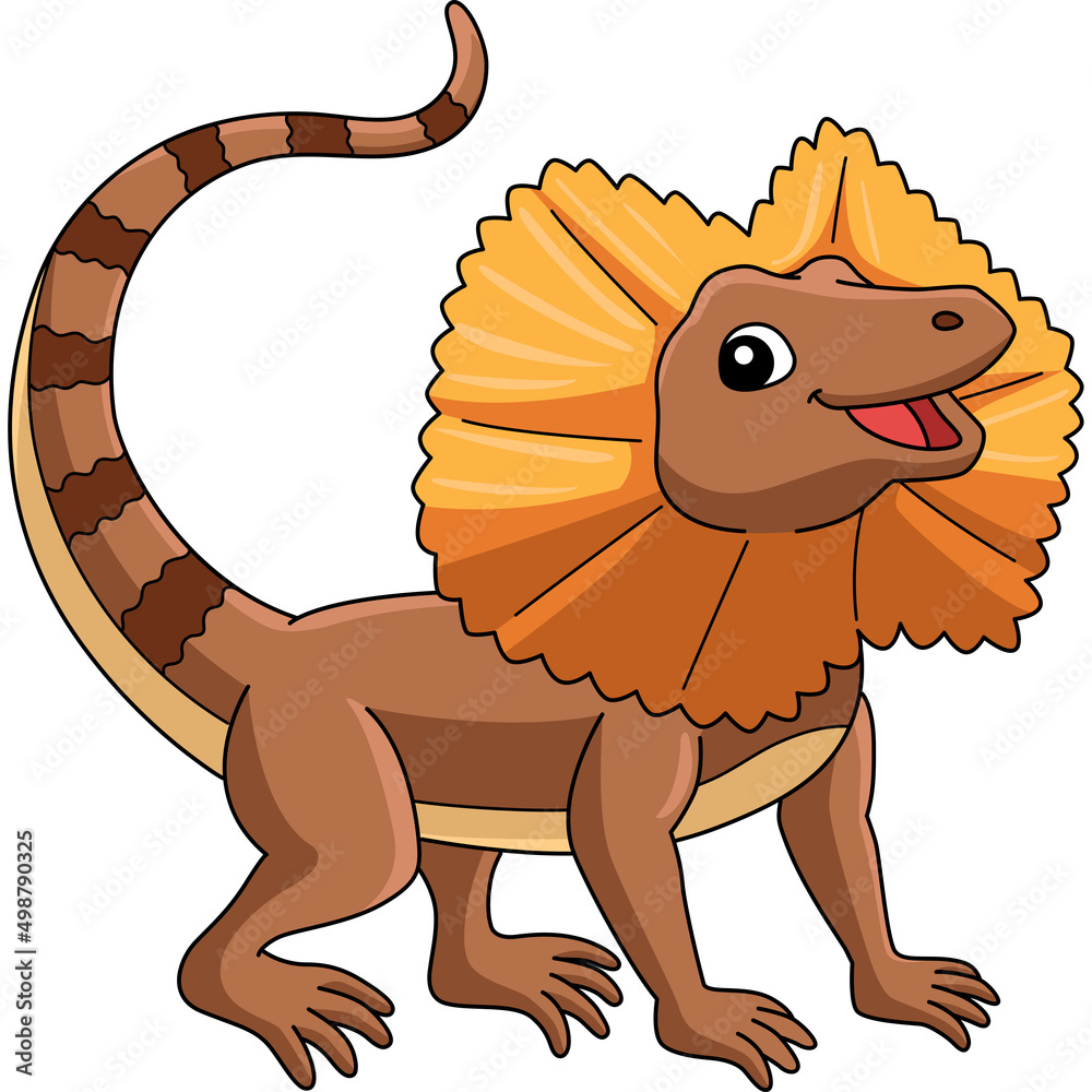 Frill Necked Lizard Cartoon Colored Clipart Stock Vector | Adobe Stock