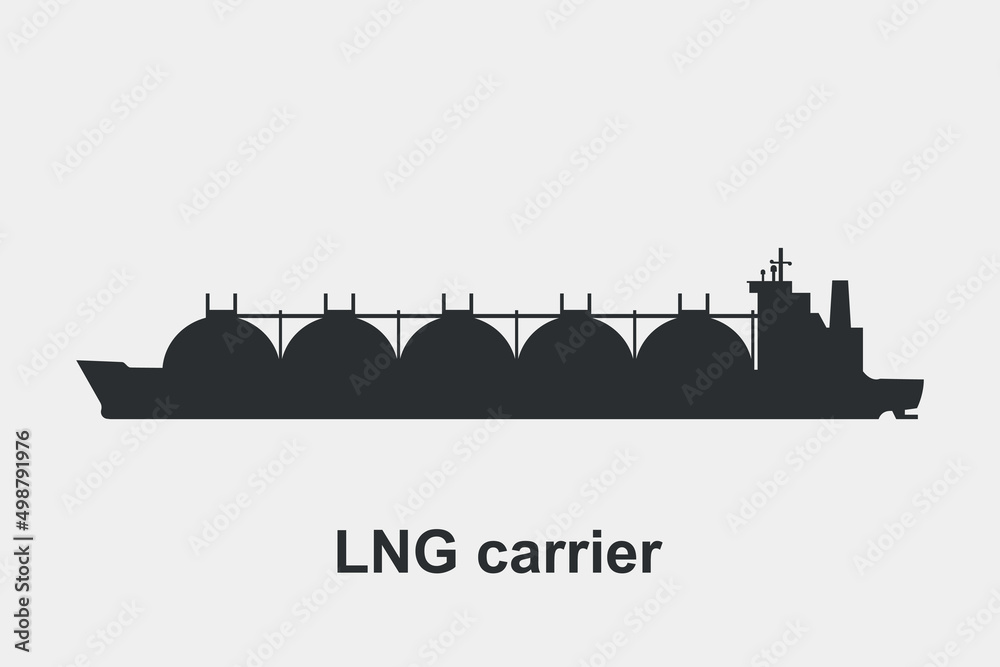 LNG carrier vector silhouette isolated on white background. Stock ...