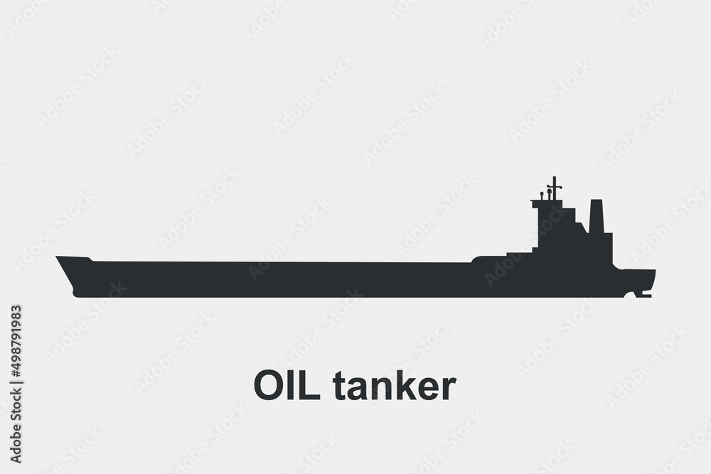 Oil tanker vector silhouette isolated on white background. Stock Vector ...