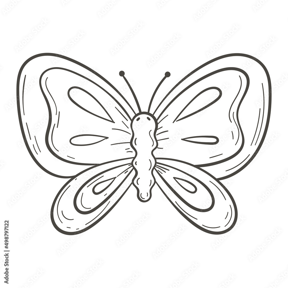 Vector illustration of cartoon doodle isolated butterfly. Stock Vector ...