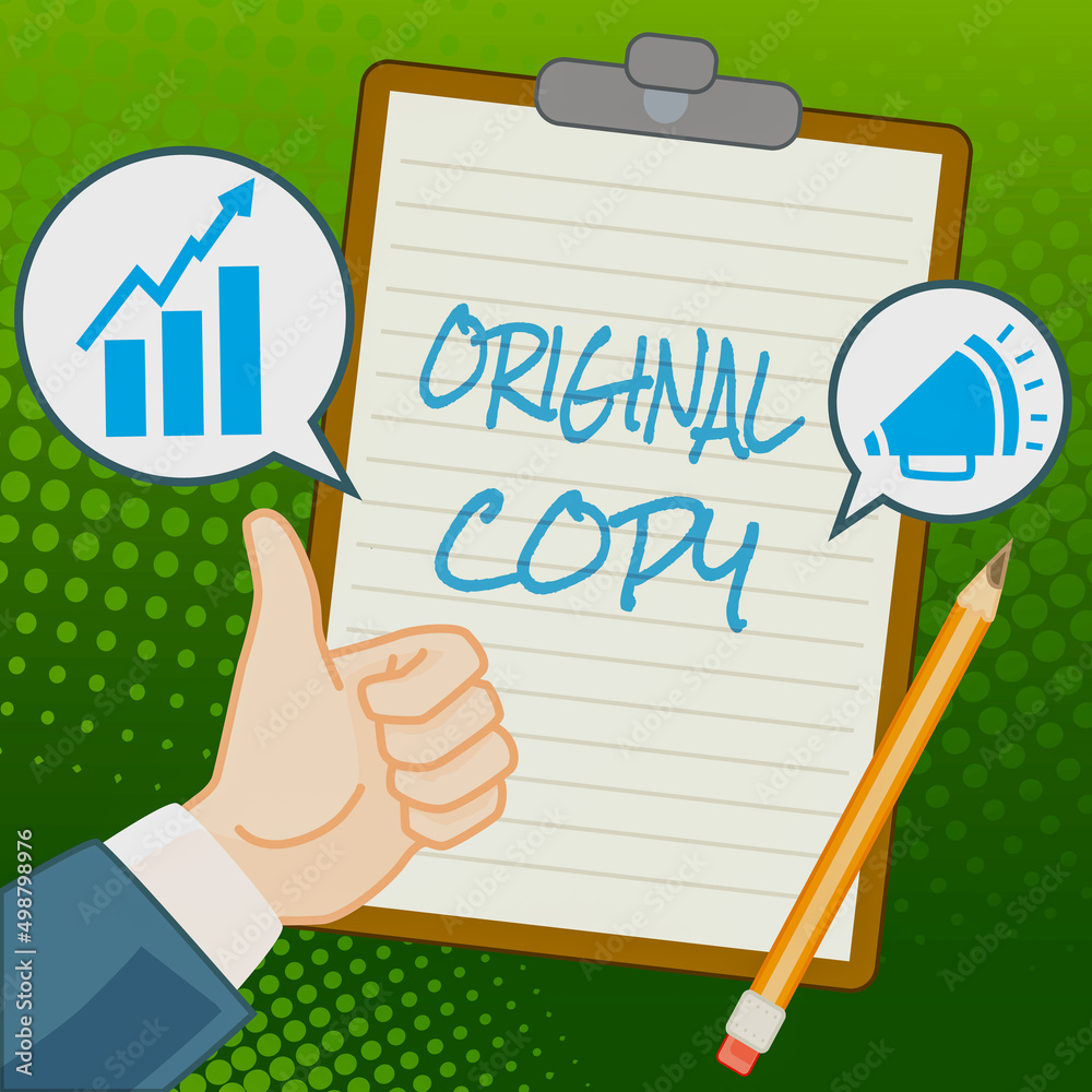 Writing displaying text Original Copy. Internet Concept Main Script ...