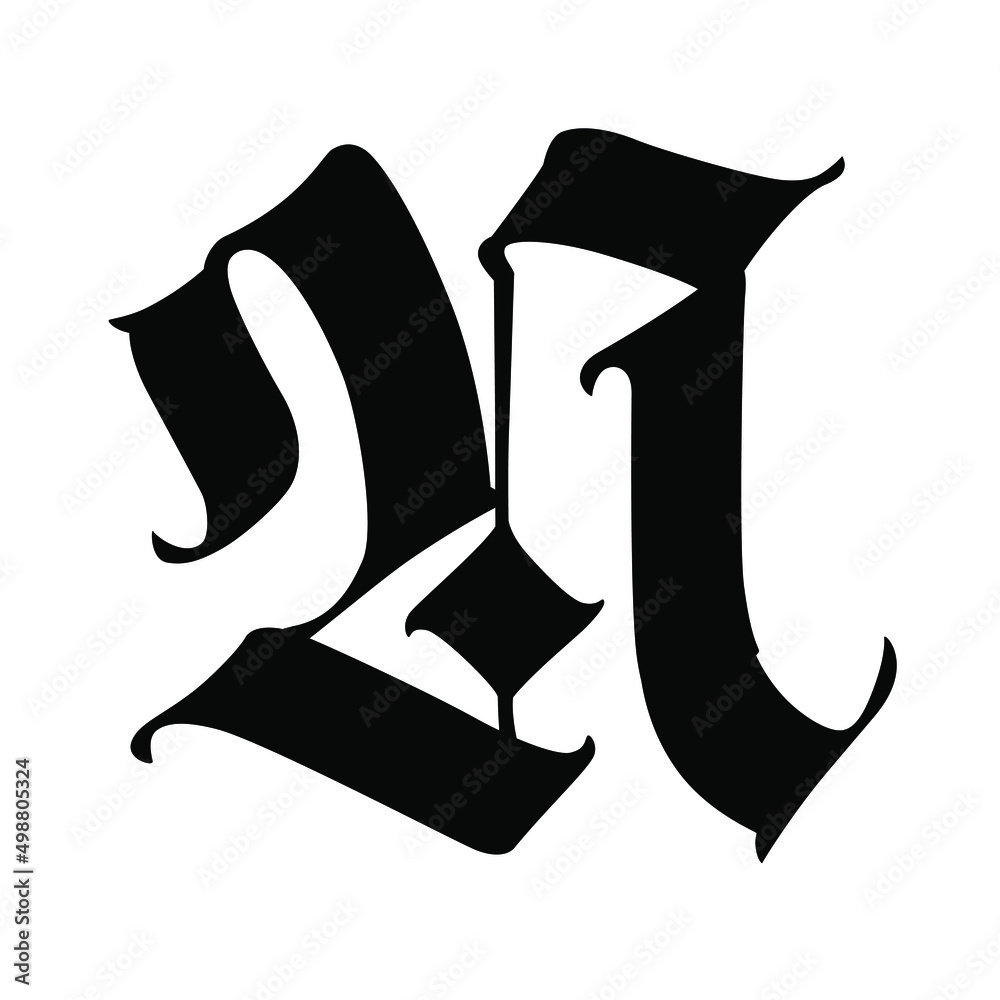 The letter in the Gothic style. Vector. Old alphabet. The symbol is ...